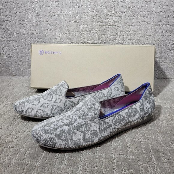 Rothy's | Shoes | Rothys The Loafer Ivory Grey Snake Round Toe Slip On ...